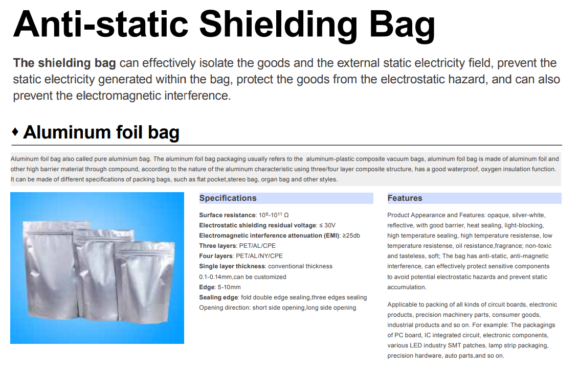 Anti-static Shielding Bag – JRPV Semicon Supplies Inc.
