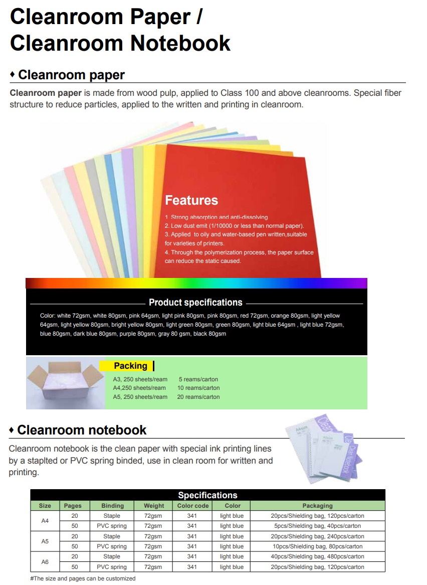Cleanroom Paper/Cleanroom Notebook – JRPV Semicon Supplies Inc.